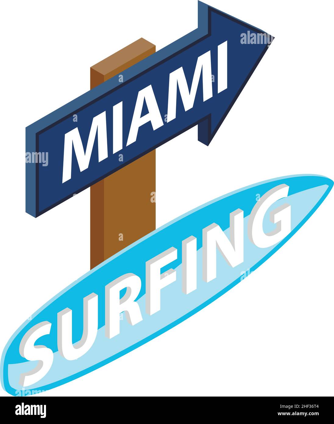 Miami surfing icon isometric vector. Miami road sign and surfing ...