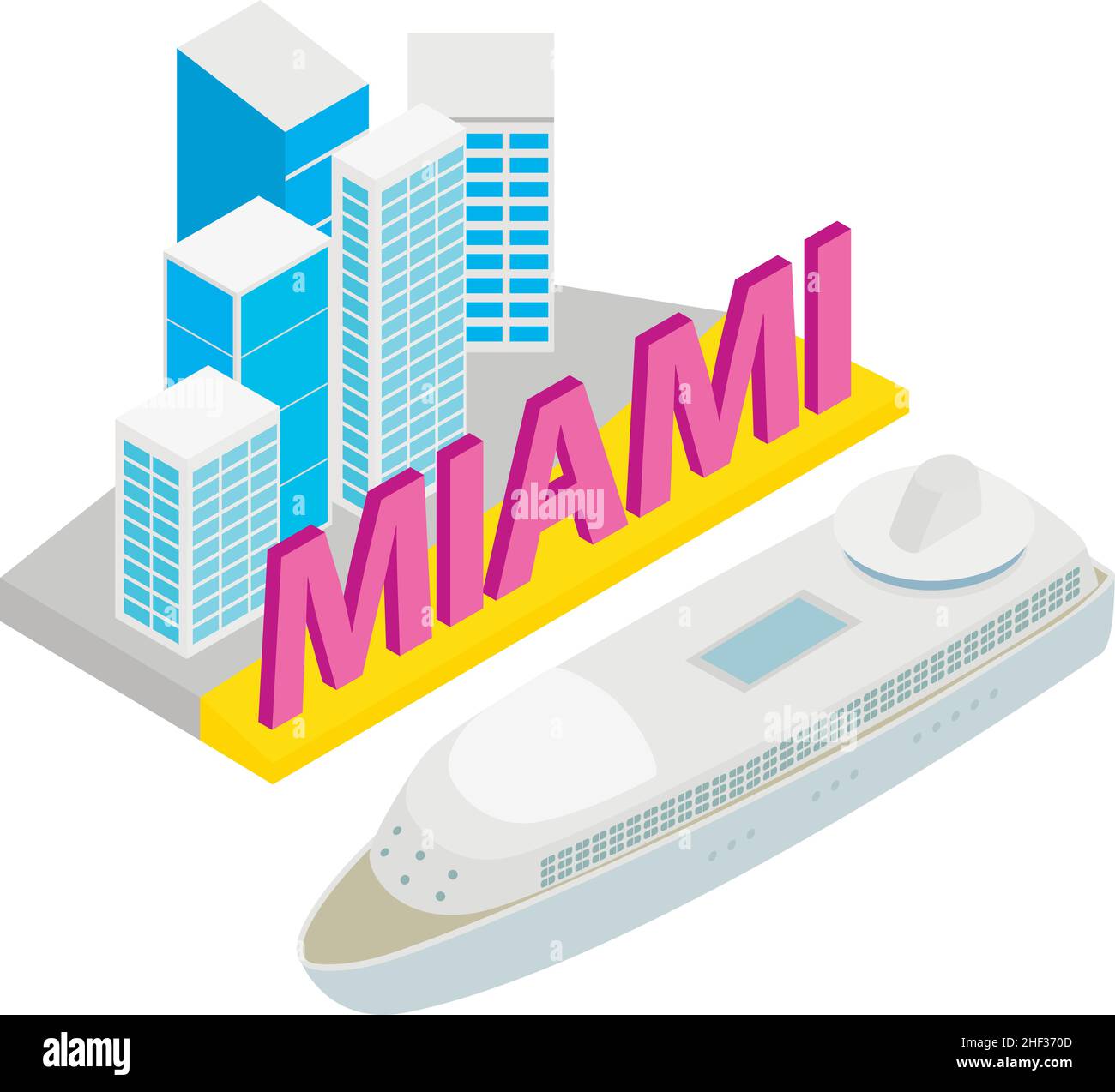 Downtown miami icon isometric vector. Beautiful cityscape and large ...