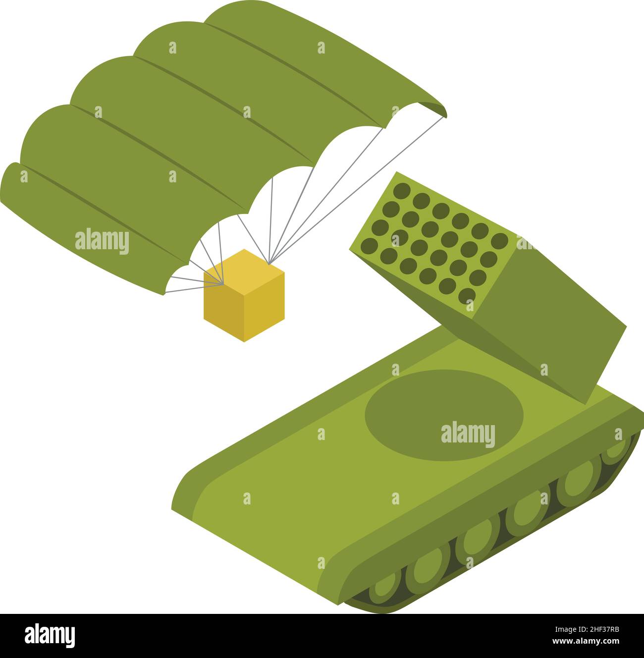 Military technology icon isometric vector. Multiple launch rocket ...