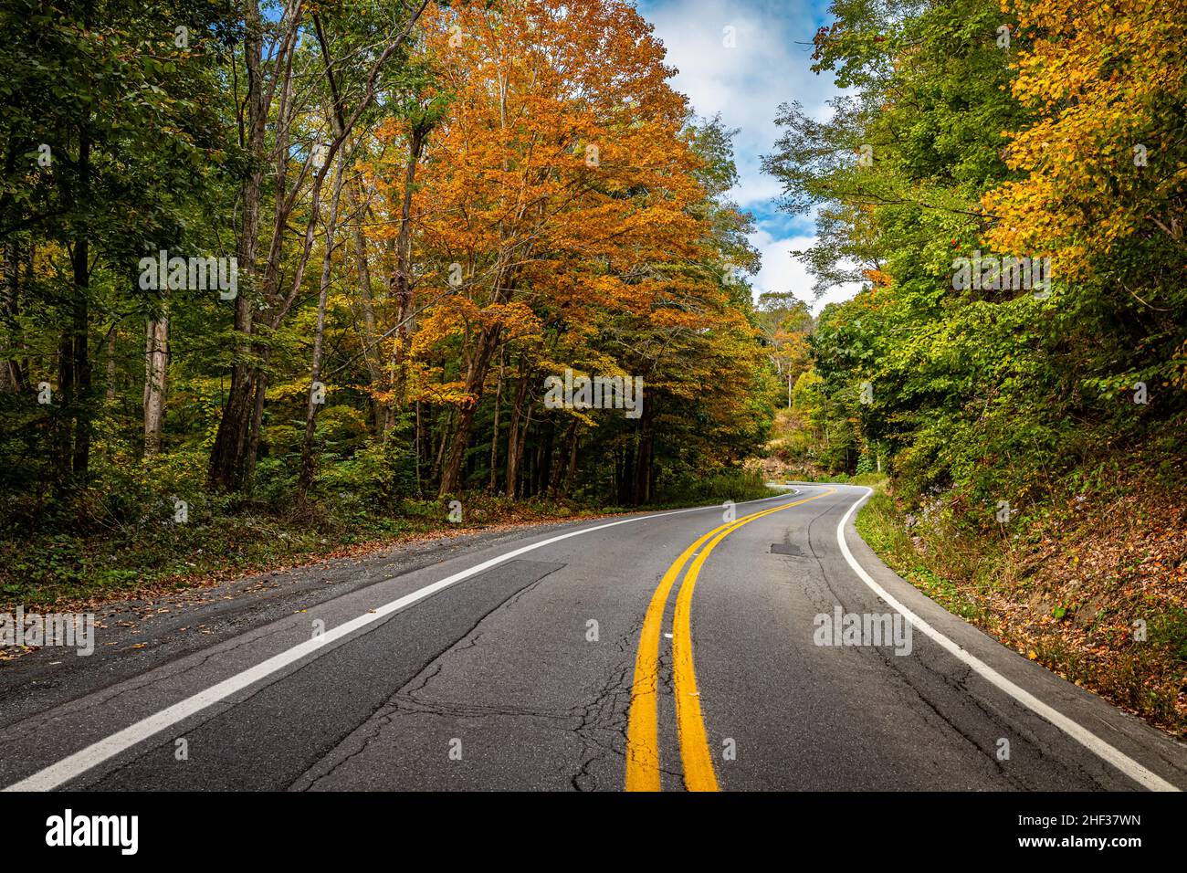 A winding road through the countryside in the Appalachian Mounntain ...