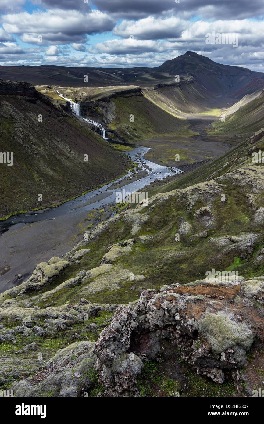 Magnificent volcanic landscape of the Eldgja volcanic fissure, Central ...