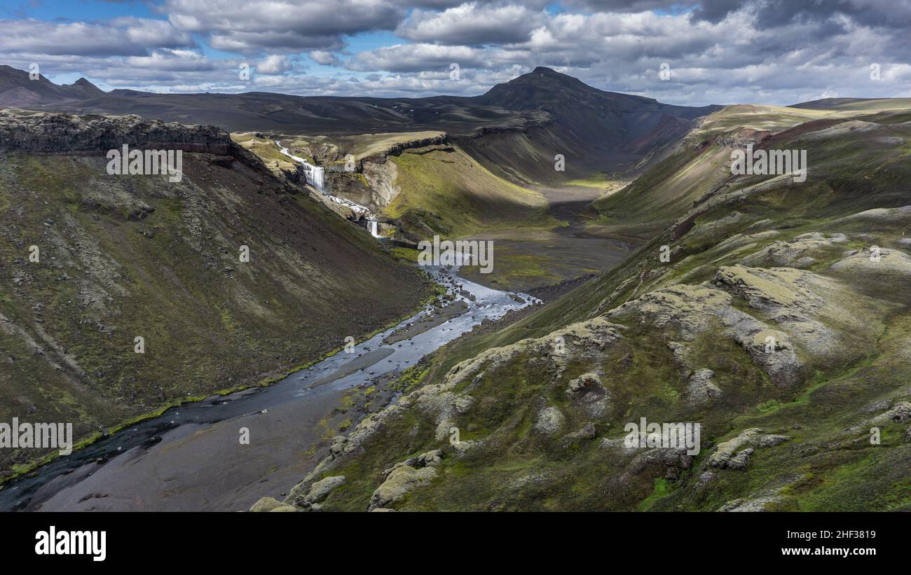 Magnificent volcanic landscape of the Eldgja volcanic fissure, Central ...