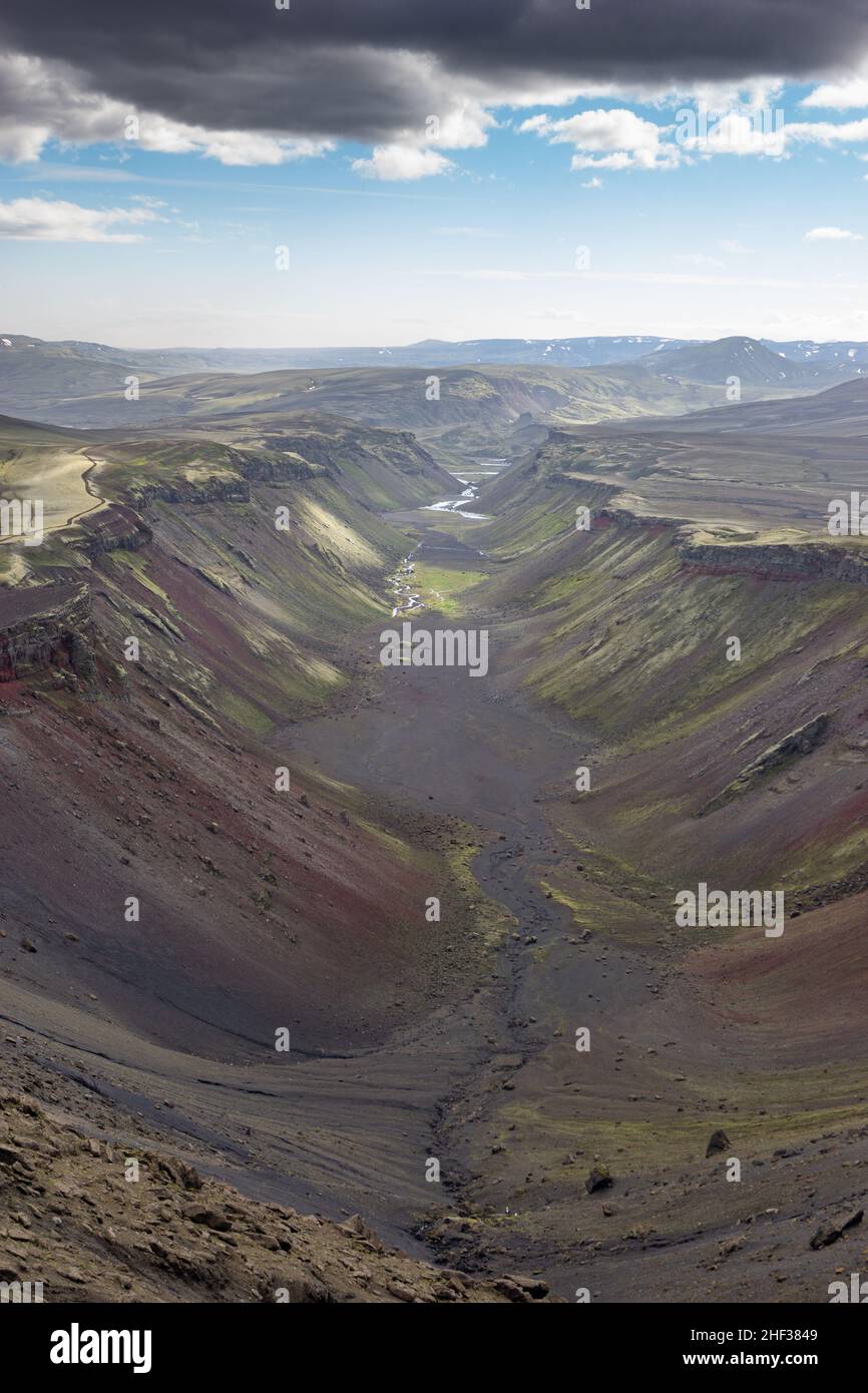 Magnificent volcanic landscape of the Eldgja volcanic fissure, Central ...