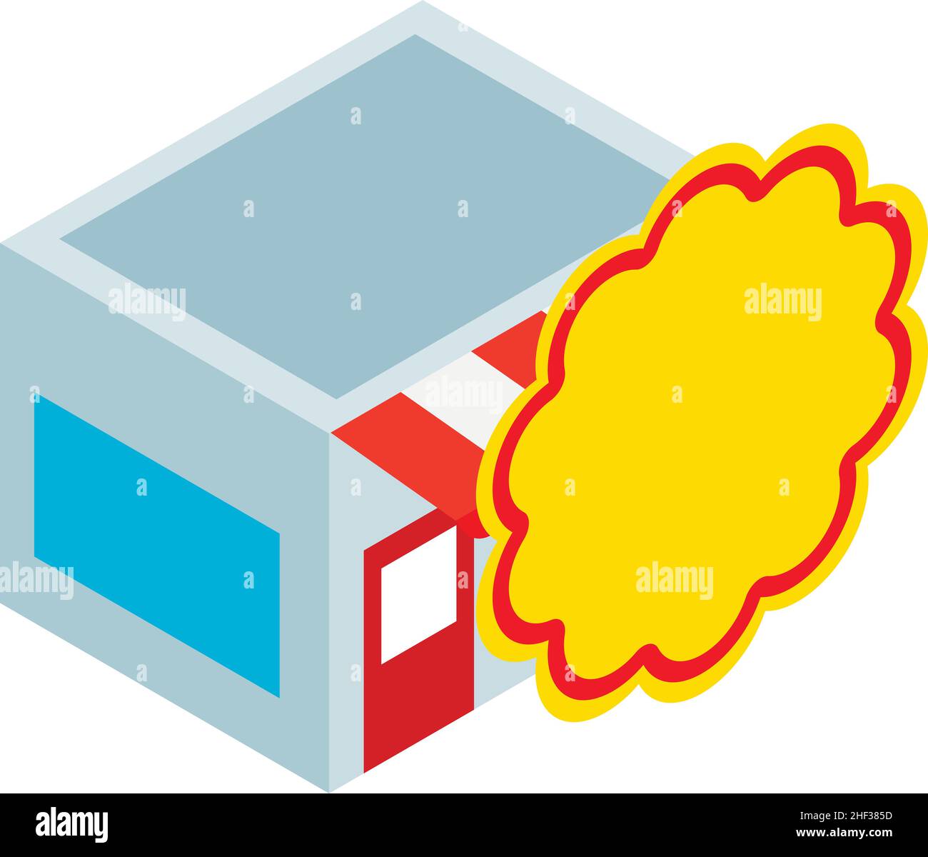 Offline shopping icon isometric vector. One storey shop building and ...