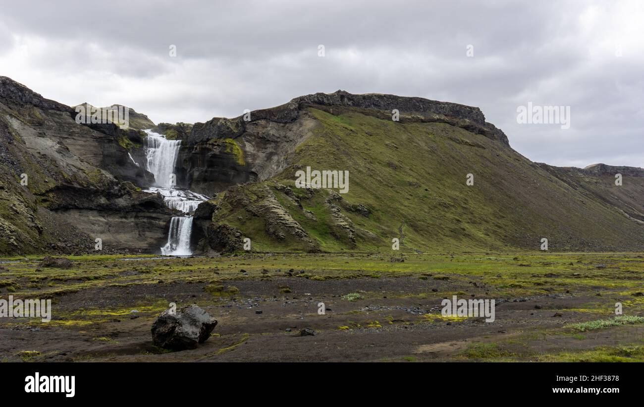 Magnificent volcanic landscape of the Eldgja volcanic fissure, Central ...