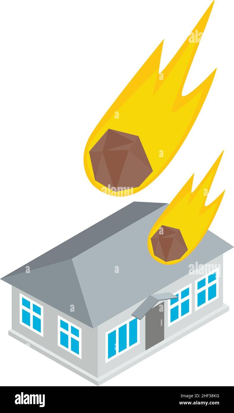 Falling meteorite icon isometric vector. Burning meteorite falling on ...