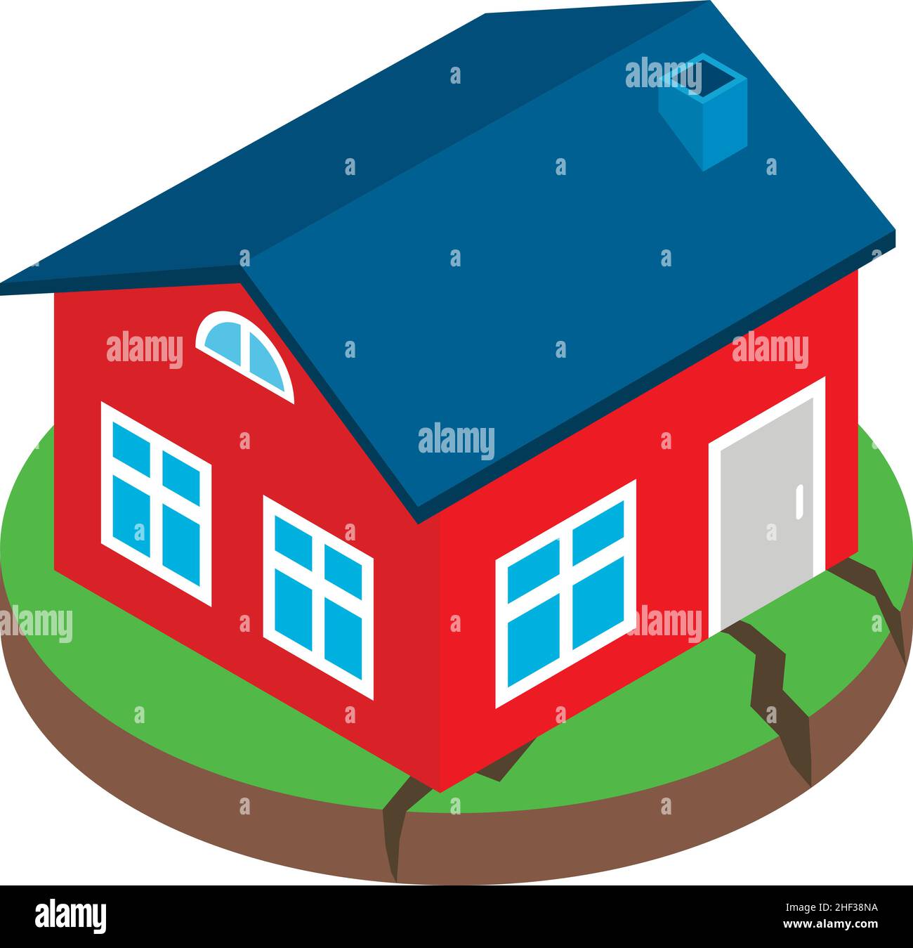 Earthquake icon isometric vector. Residential house after an earthquake ...