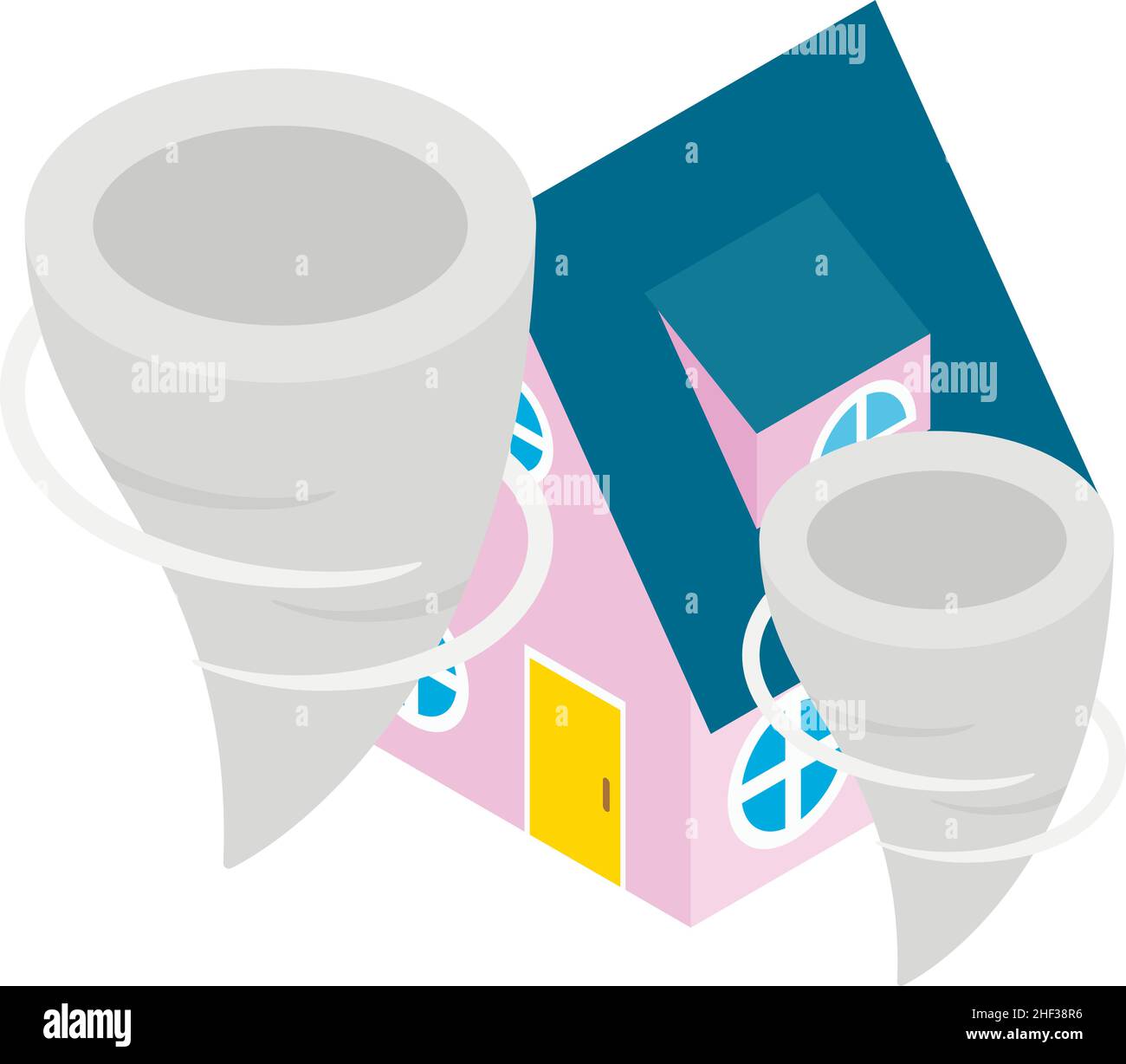 Tornado icon isometric vector. Strong whirlwind near residential ...