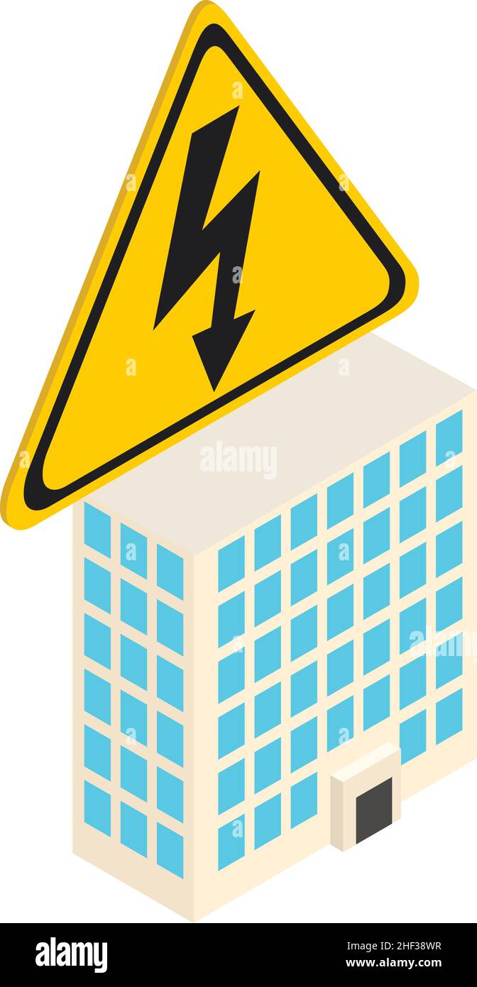 Building electrification icon isometric vector. High voltage sign and ...