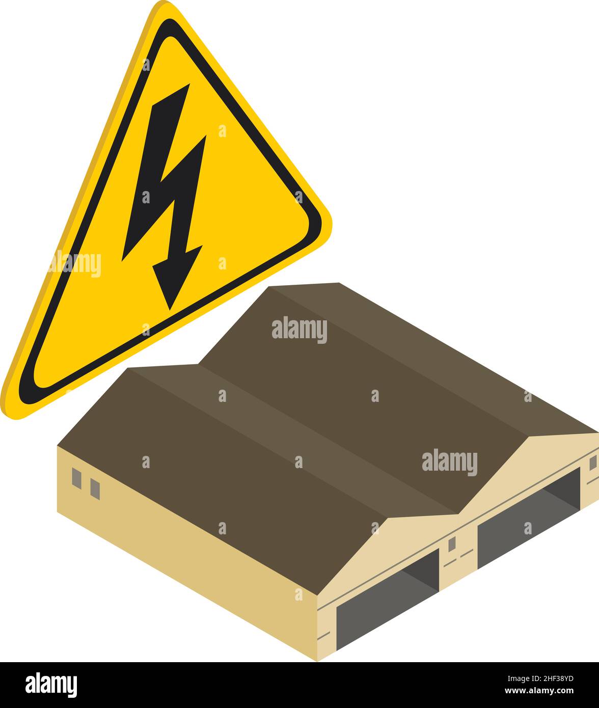 Building electrification icon isometric vector. High voltage sign and ...