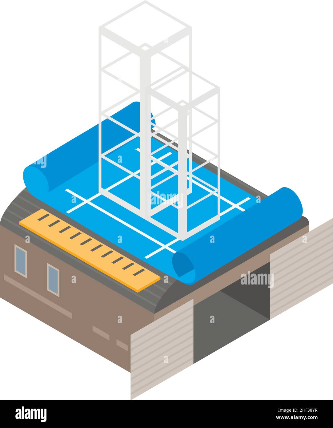 Construction project icon isometric vector. Graphic wireframe of future ...