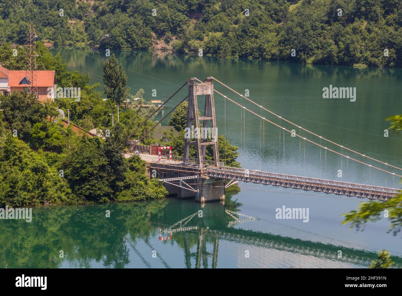 Viseci most (Hanging Bridge) over Jablanica lake, Bosnia and ...