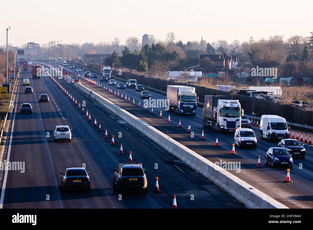Slough, UK. 13th January, 2022. Traffic passes along a section of the ...