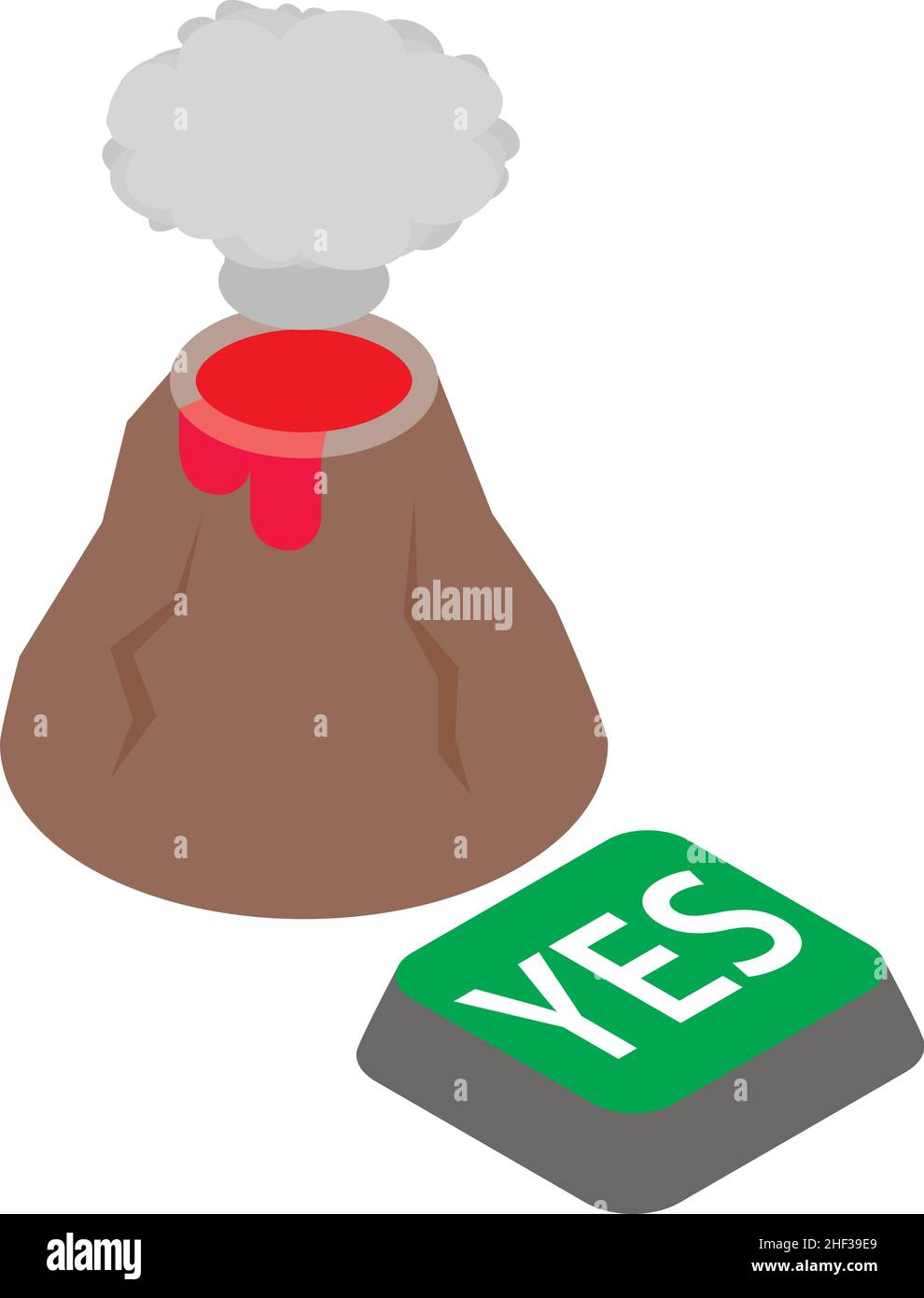 Volcanic eruption icon isometric vector. Volcano with ash cloud and ...