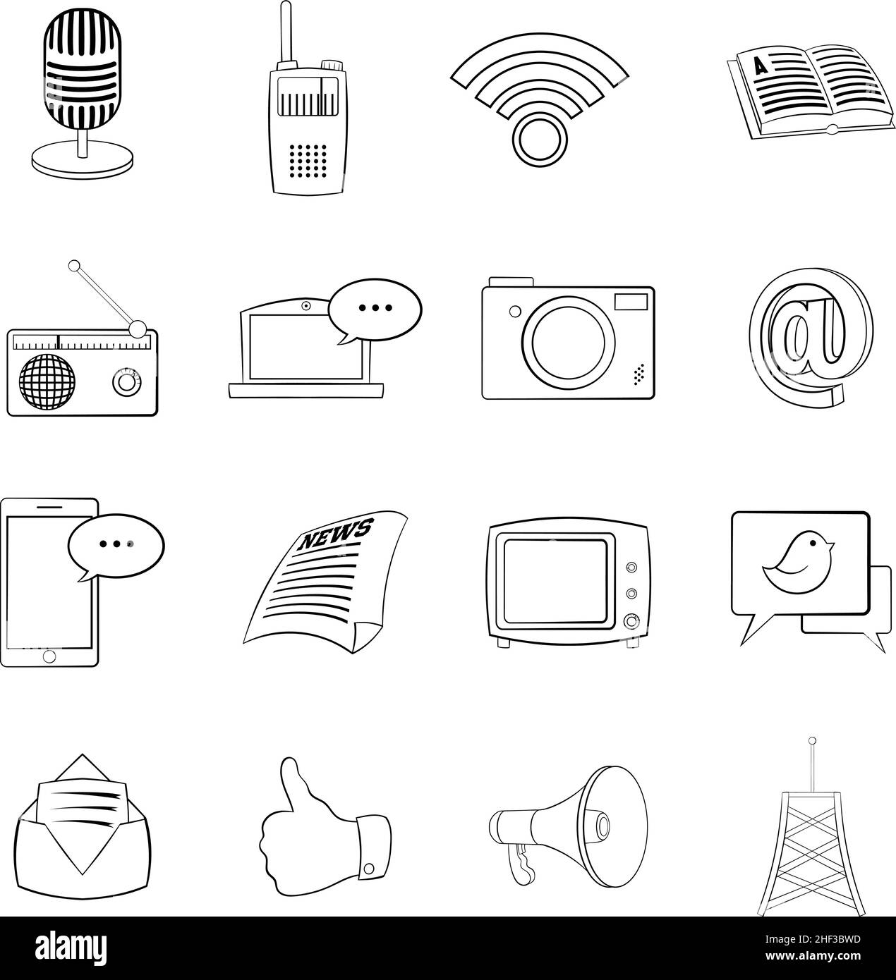 Cloud and multimedia icons cloud computing Black and White Stock Photos ...
