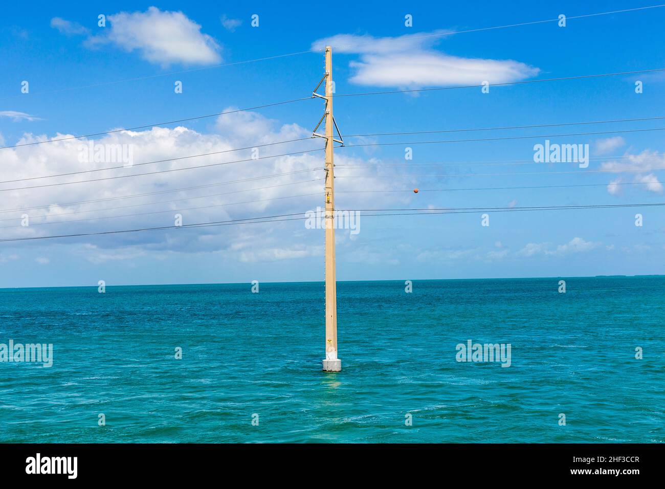 electric pylon in the ocean in Key West, Florida Stock Photo - Alamy