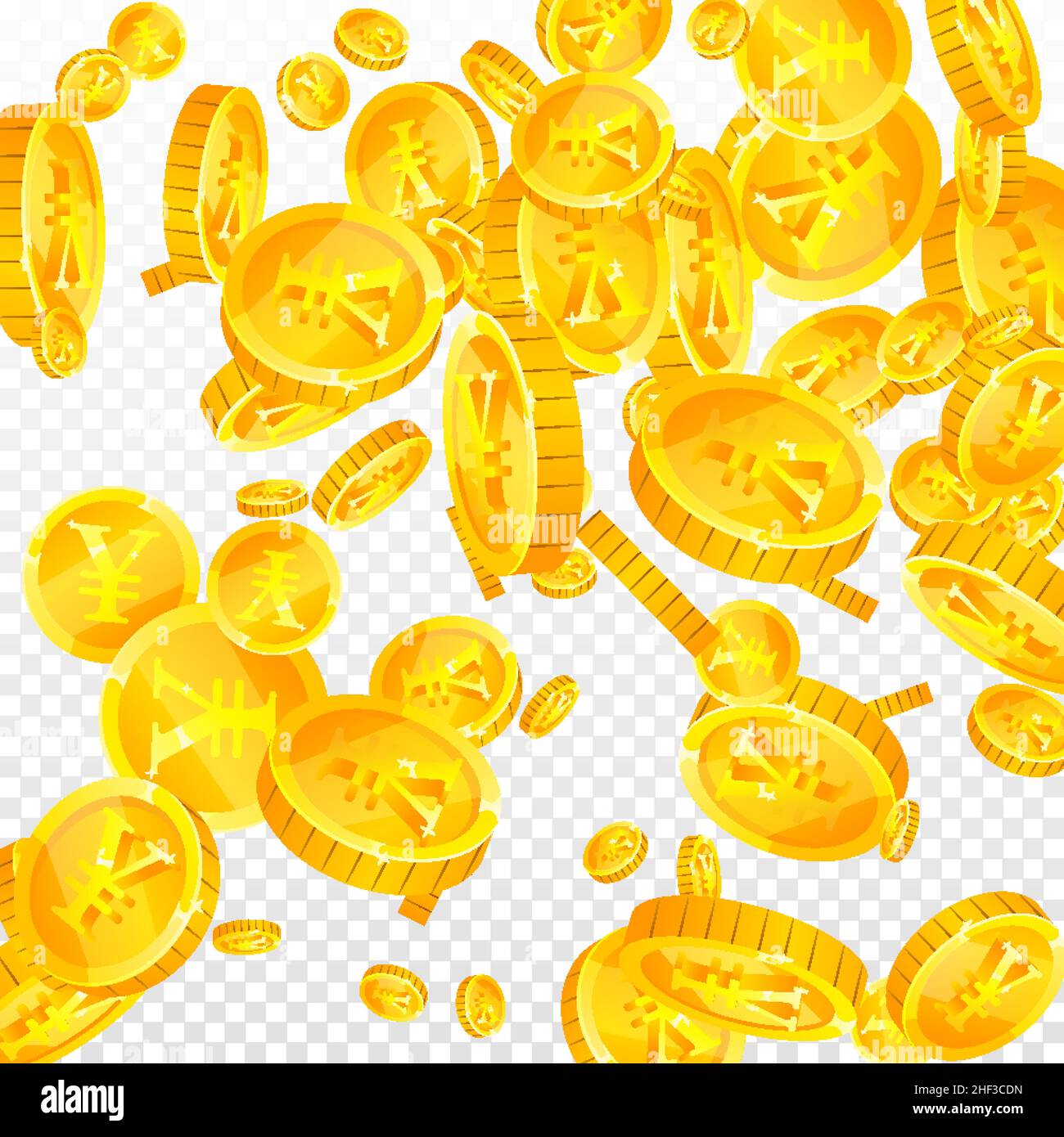 Chinese yuan coins falling. Divine scattered CNY coins. China money ...