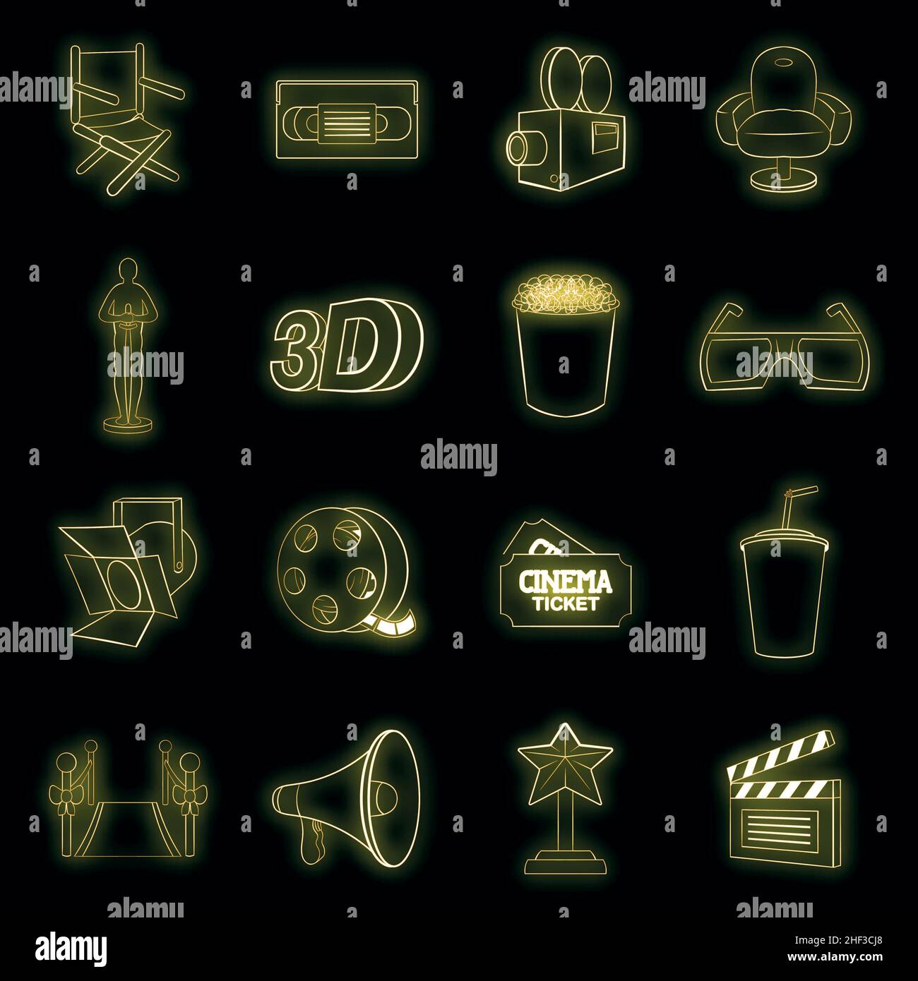 Film reel in neon Stock Vector Images - Alamy