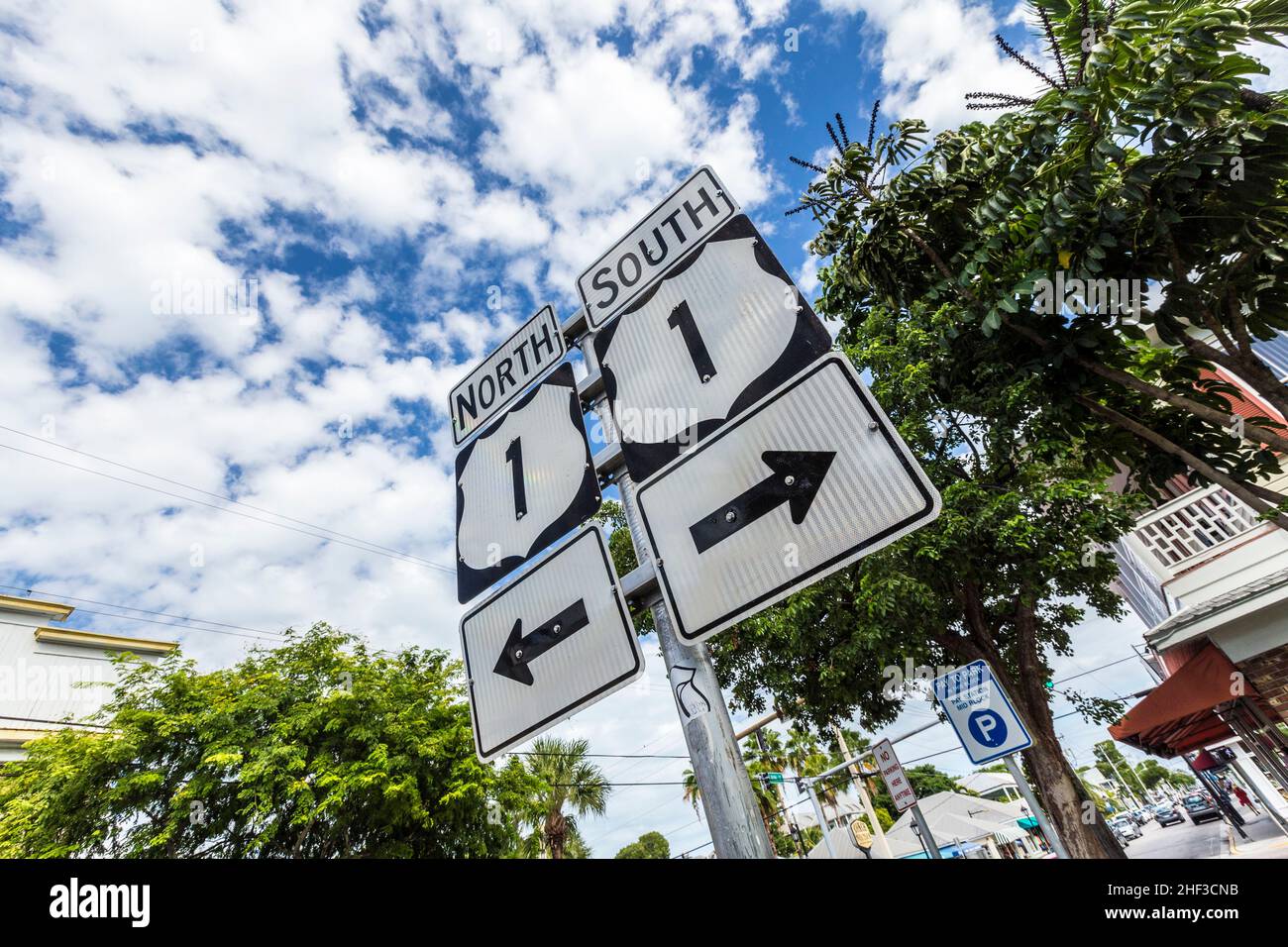 Mile Zero in Key West, highway sign No1 Florida keys,direction south ...