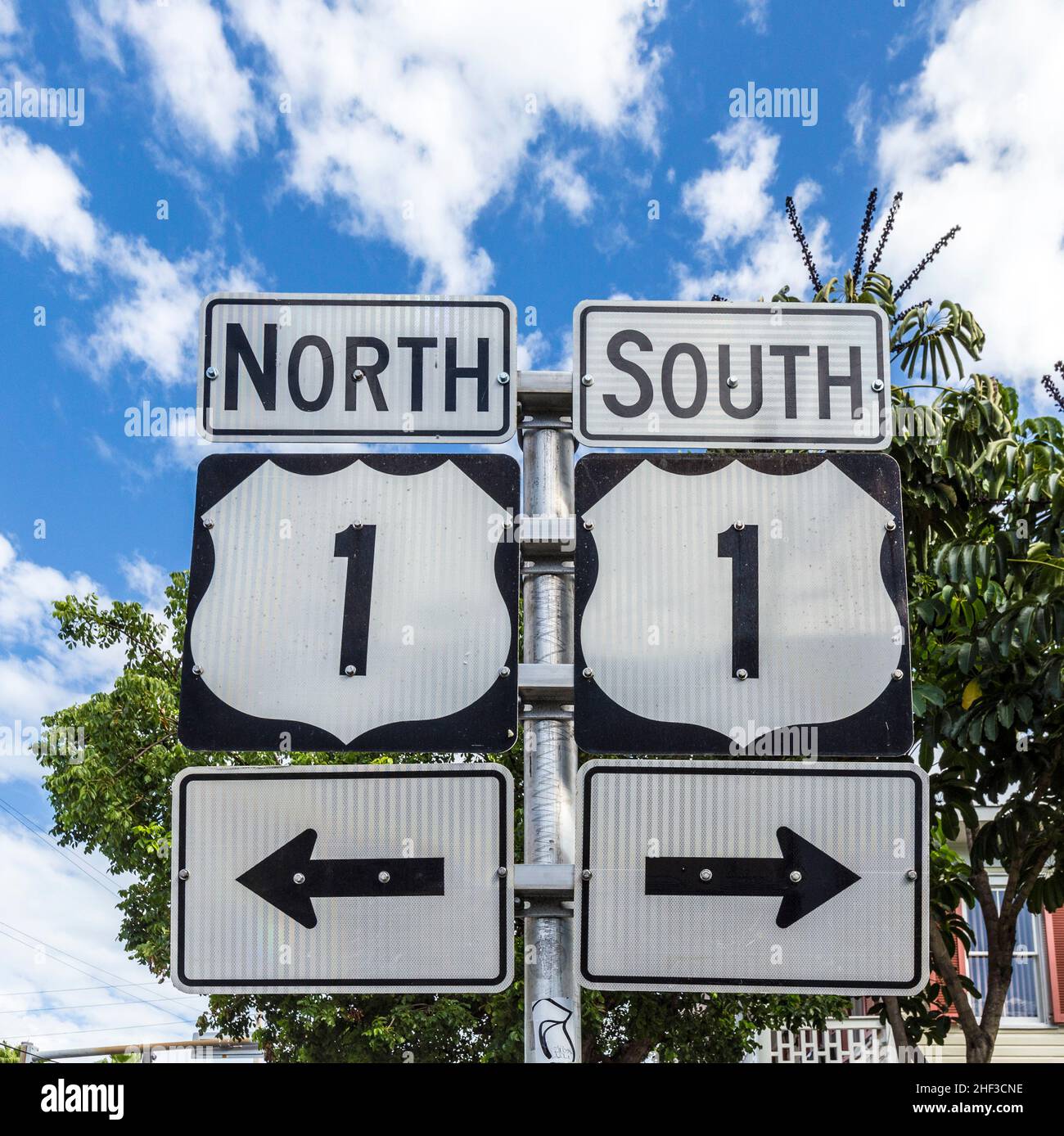 Mile Zero in Key West, highway sign No1 Florida keys,direction south ...
