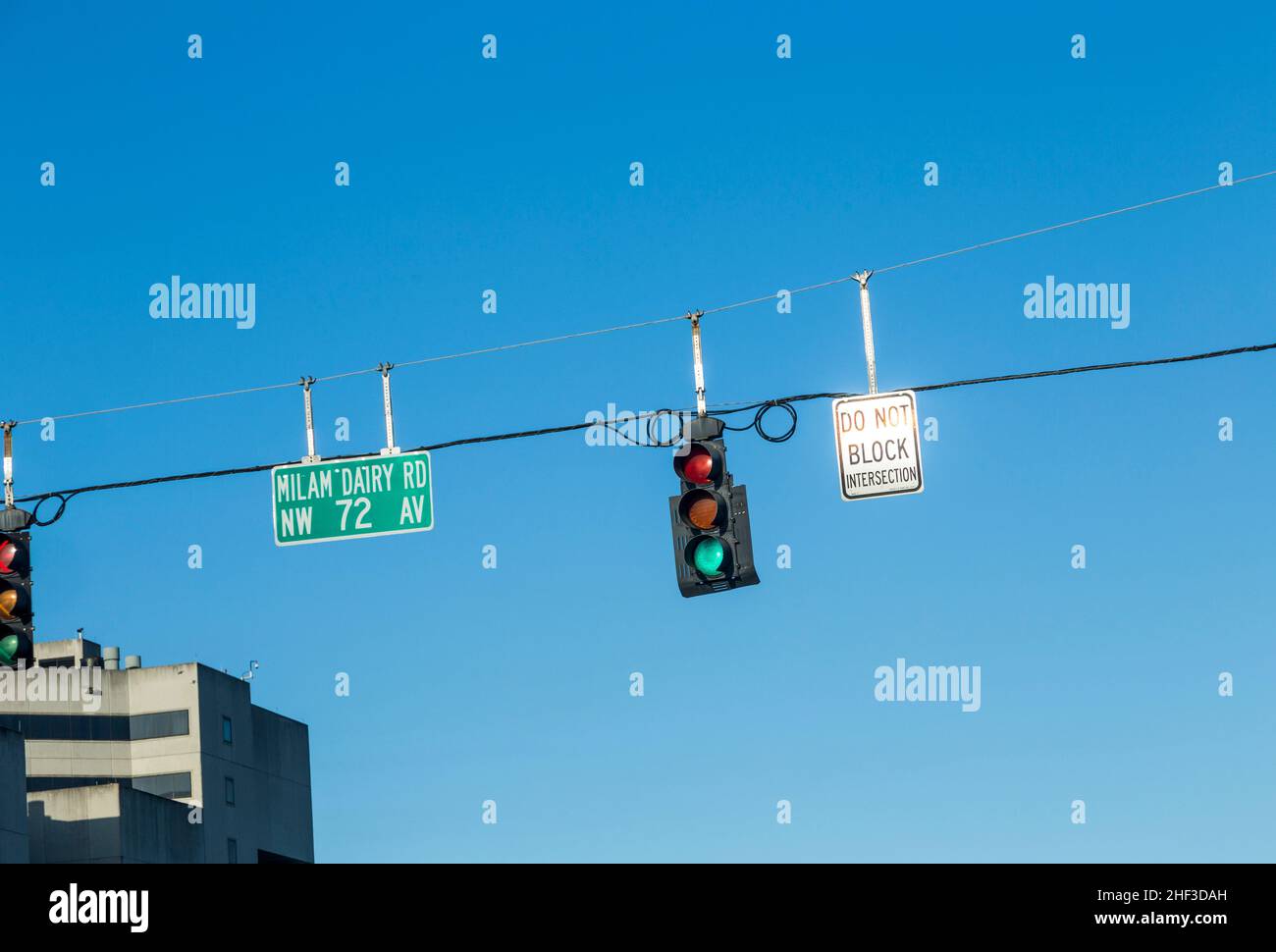 green traffic light at a crossing under blue sky Stock Photo - Alamy