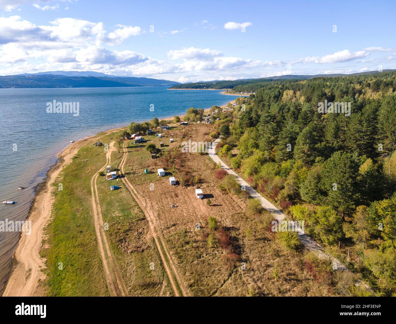 Amazing Aerial view of Iskar Reservoir near city of Sofia, Bulgaria ...