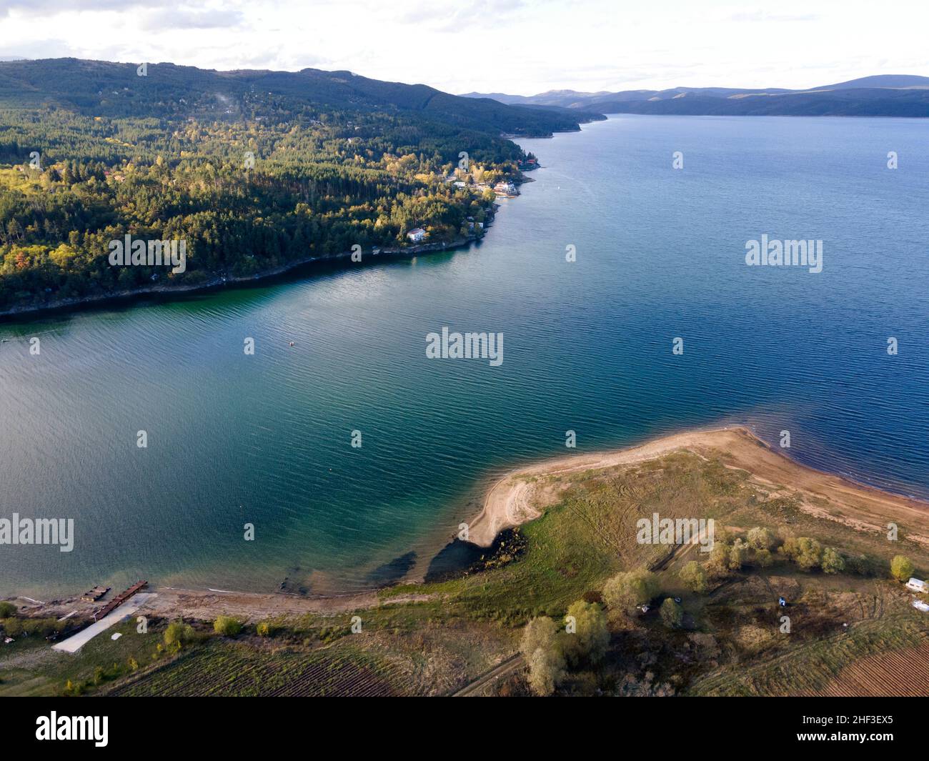Amazing Aerial view of Iskar Reservoir near city of Sofia, Bulgaria ...