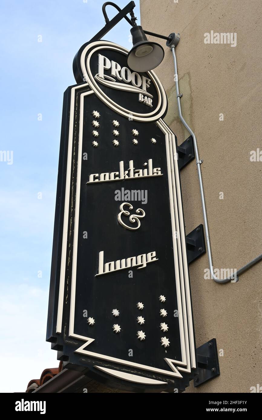 SANTA ANA, CALIFORNIA - 12 JAN 2022: Proof Bar is a contemporary bar ...