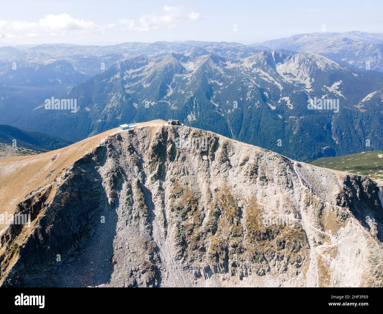 Amazing Aerial view of Rila mountain near Musala peak, Bulgaria Stock ...