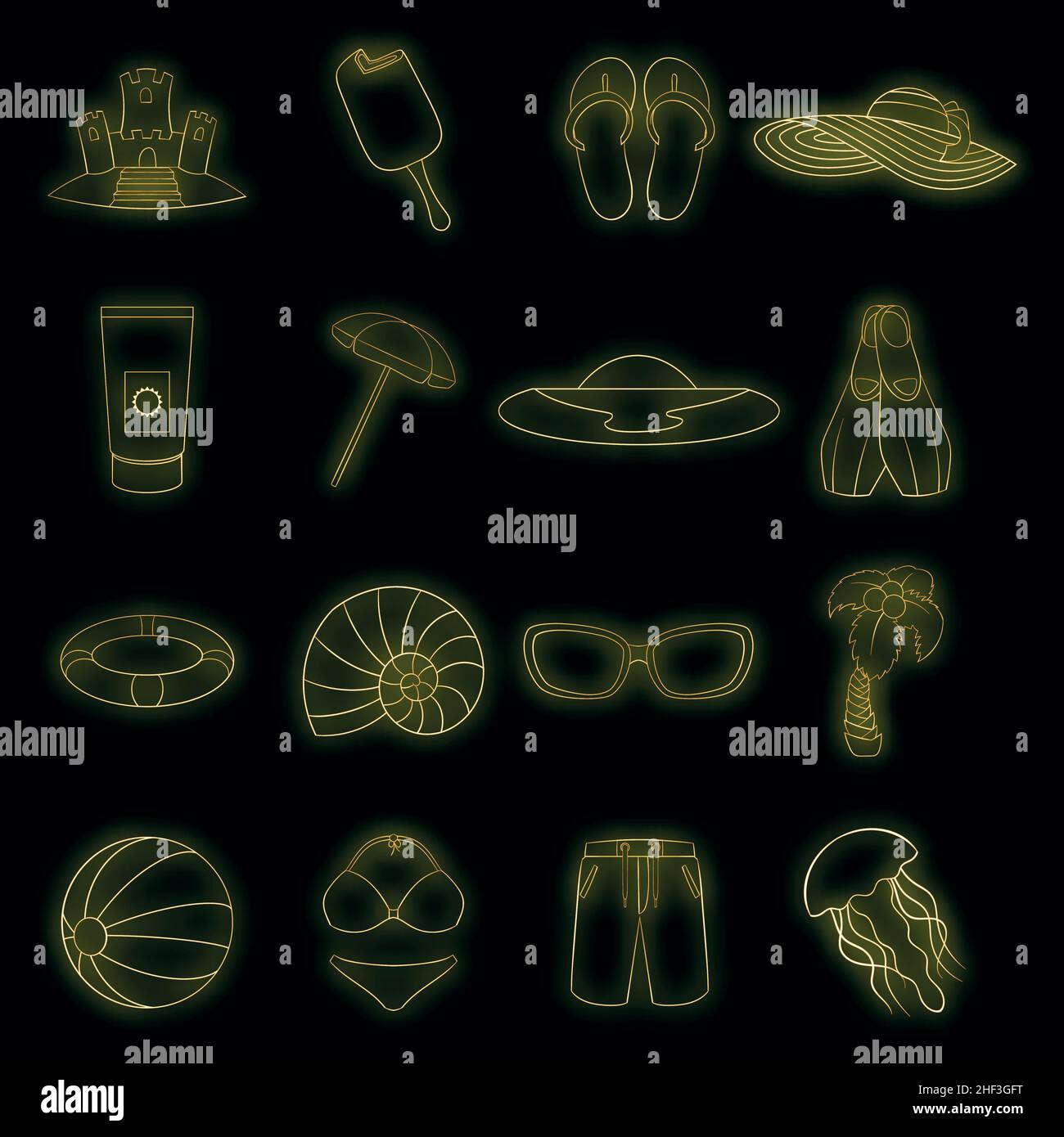 Sea tour icons set. Illustration of 16 sea tour vector icons neon color ...