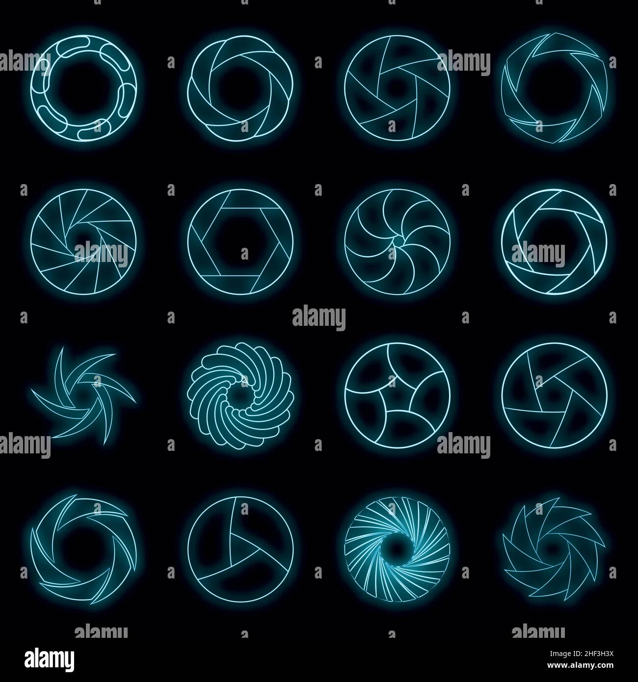 Photo diaphragm set. Illustration of 16 photo diaphragm vector icons ...