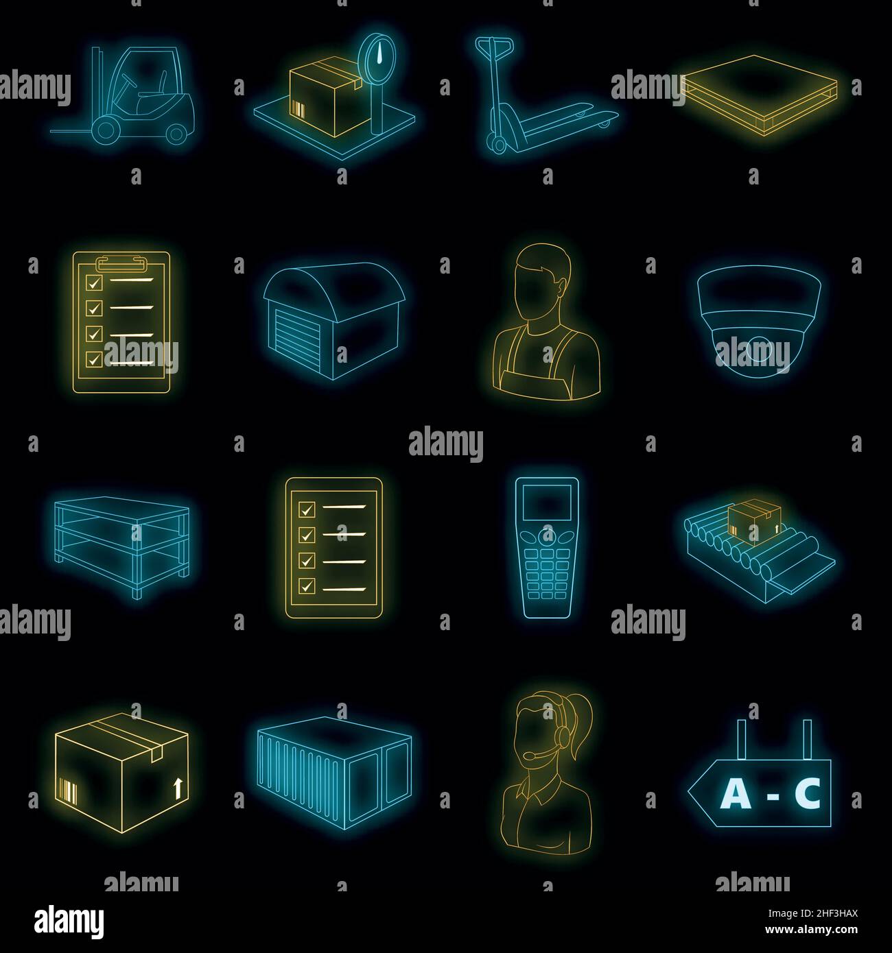 Warehouse store icons set. Illustration of 16 warehouse store vector ...