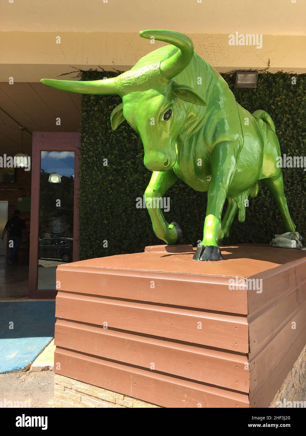 The namesake statue of Toro Verde Adventure Park, The Green Bull Stock ...
