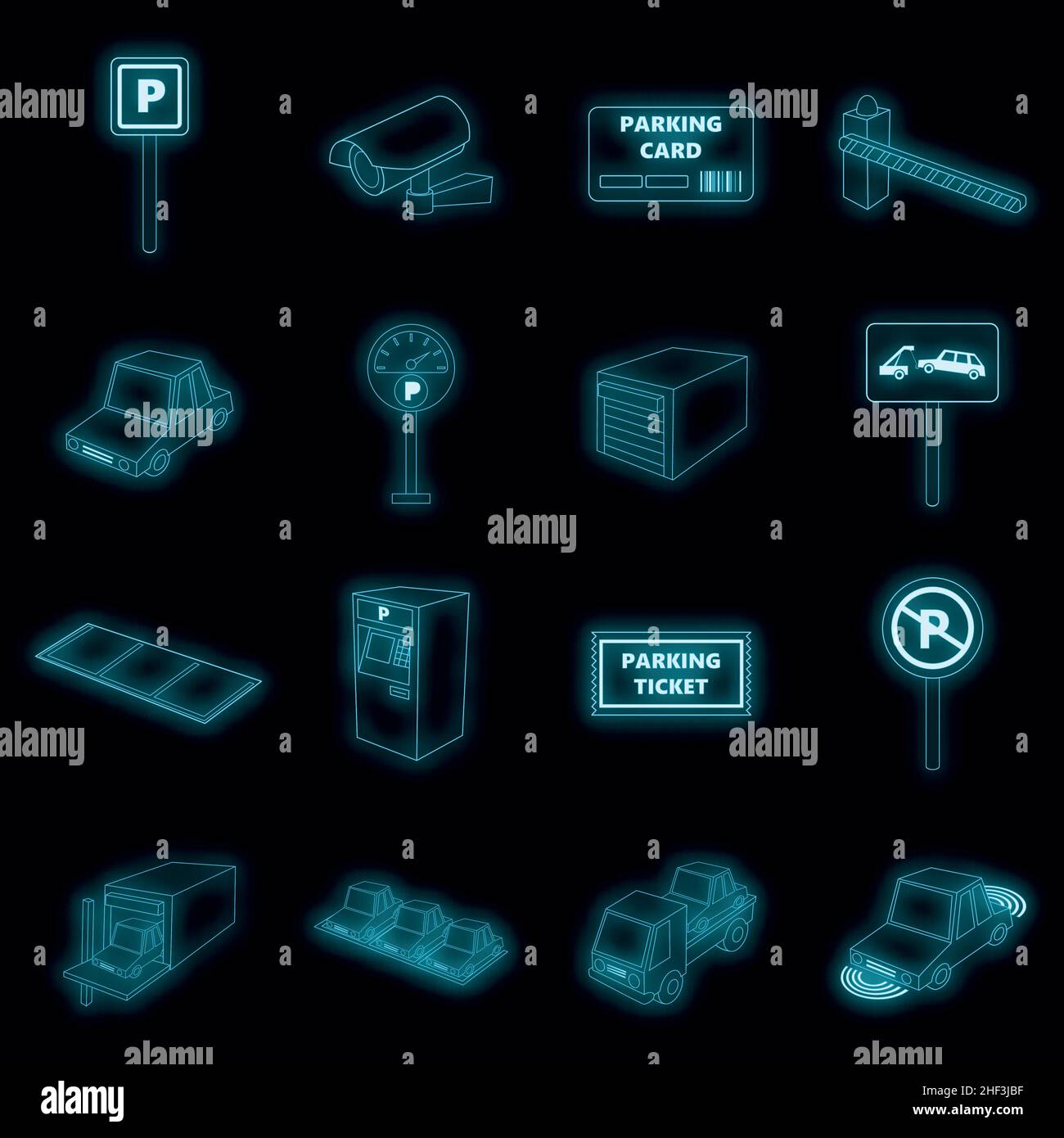 Parking items icons set. Illustration of 16 parking items vector icons ...