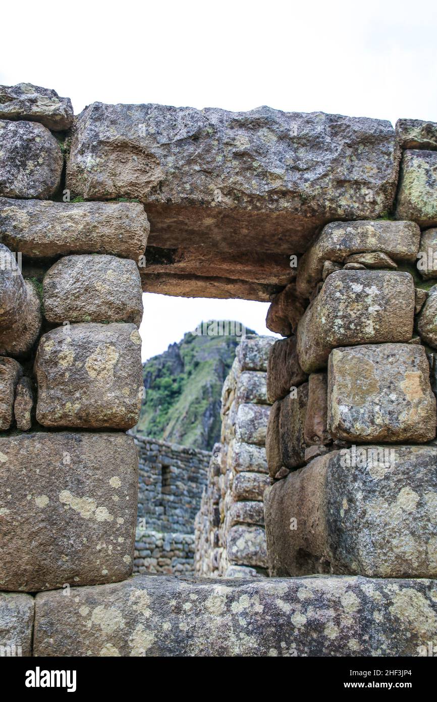 beautiful hidden city Machu Picchu in Peru. Machu Picchu is a 15th ...