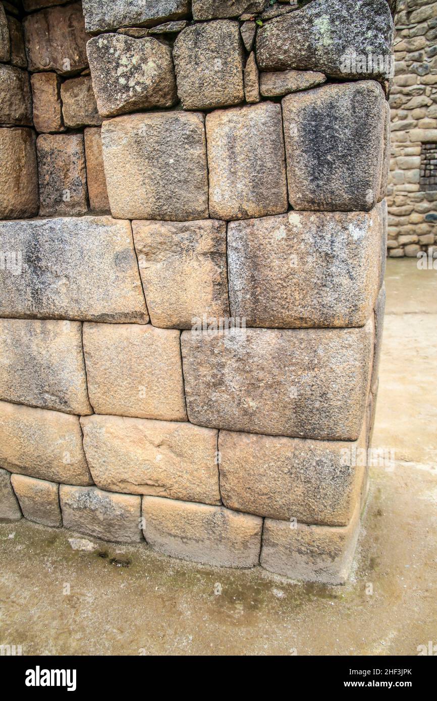beautiful hidden city Machu Picchu in Peru. Machu Picchu is a 15th ...