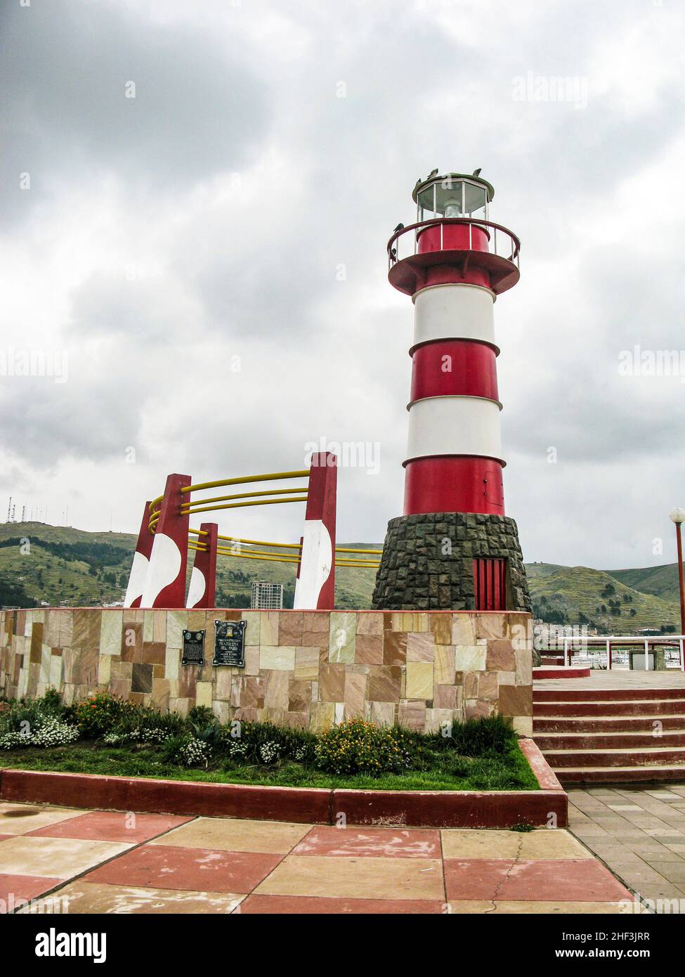 historic lighthouse in Faro Peru at lake Titicaca Stock Photo - Alamy