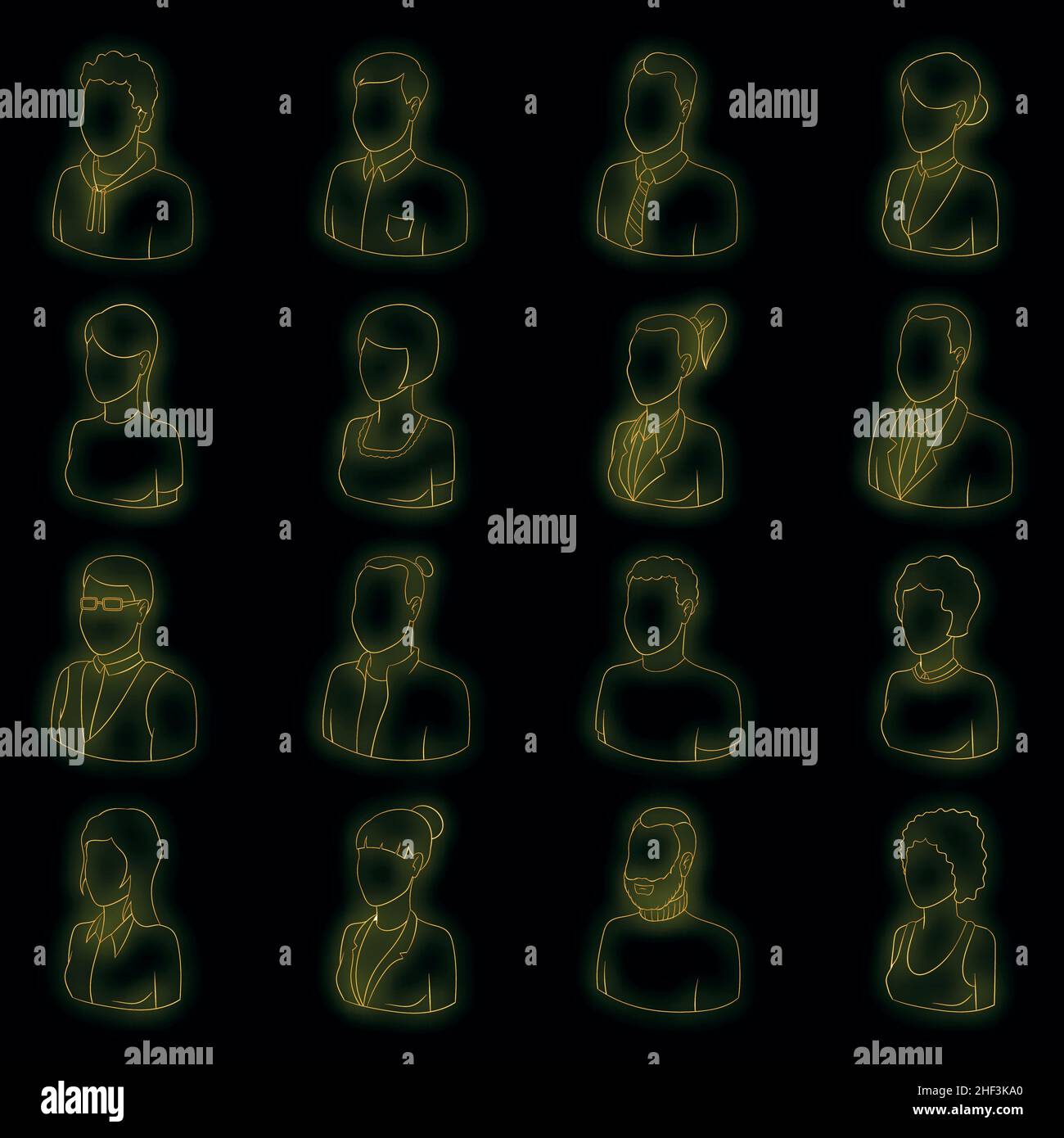 Different people icons set. Illustration of 16 different people vector ...