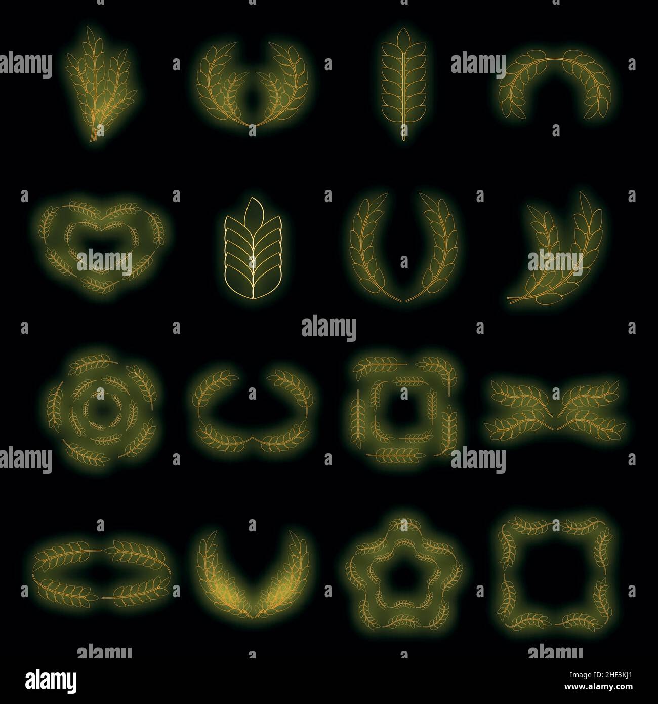 Ear corn icons set. Illustration of 16 ear corn vector icons neon color ...