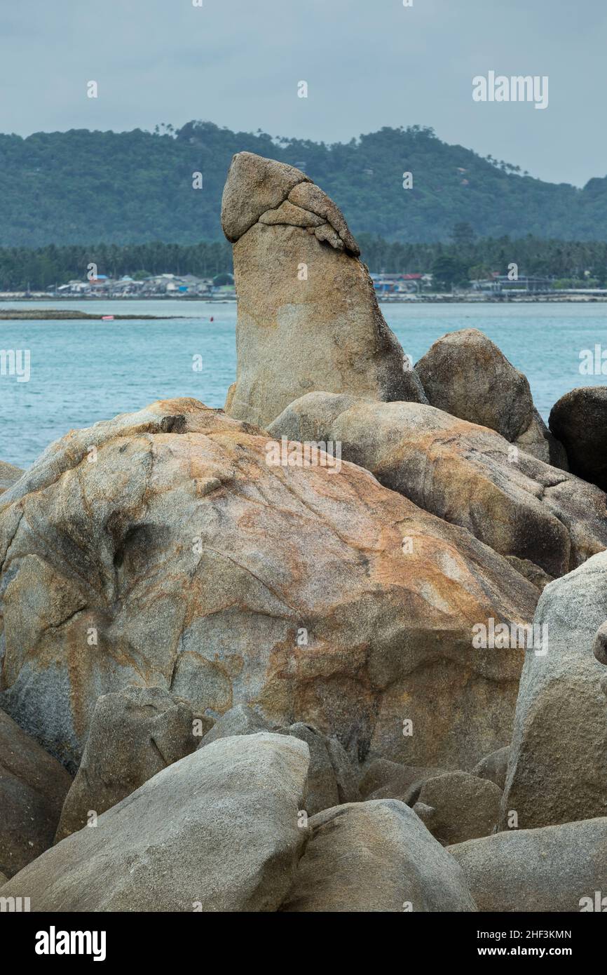 Landscape view of Koh Samui’s grandfather rock, Koh Samui, Thailand ...