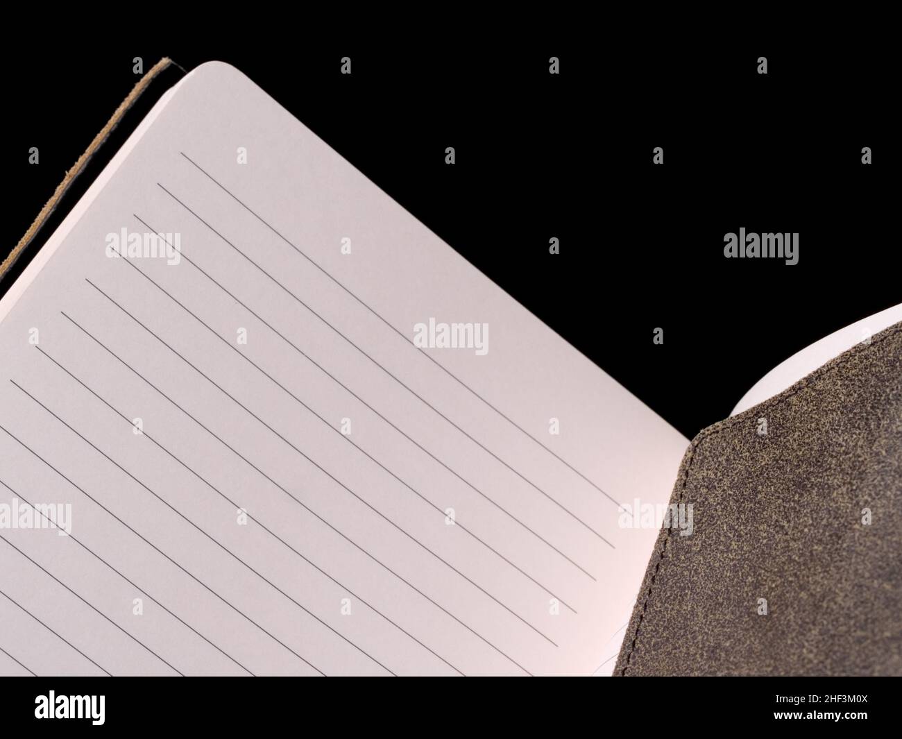 Journal or diary open blank On Black Stock Photo - Alamy