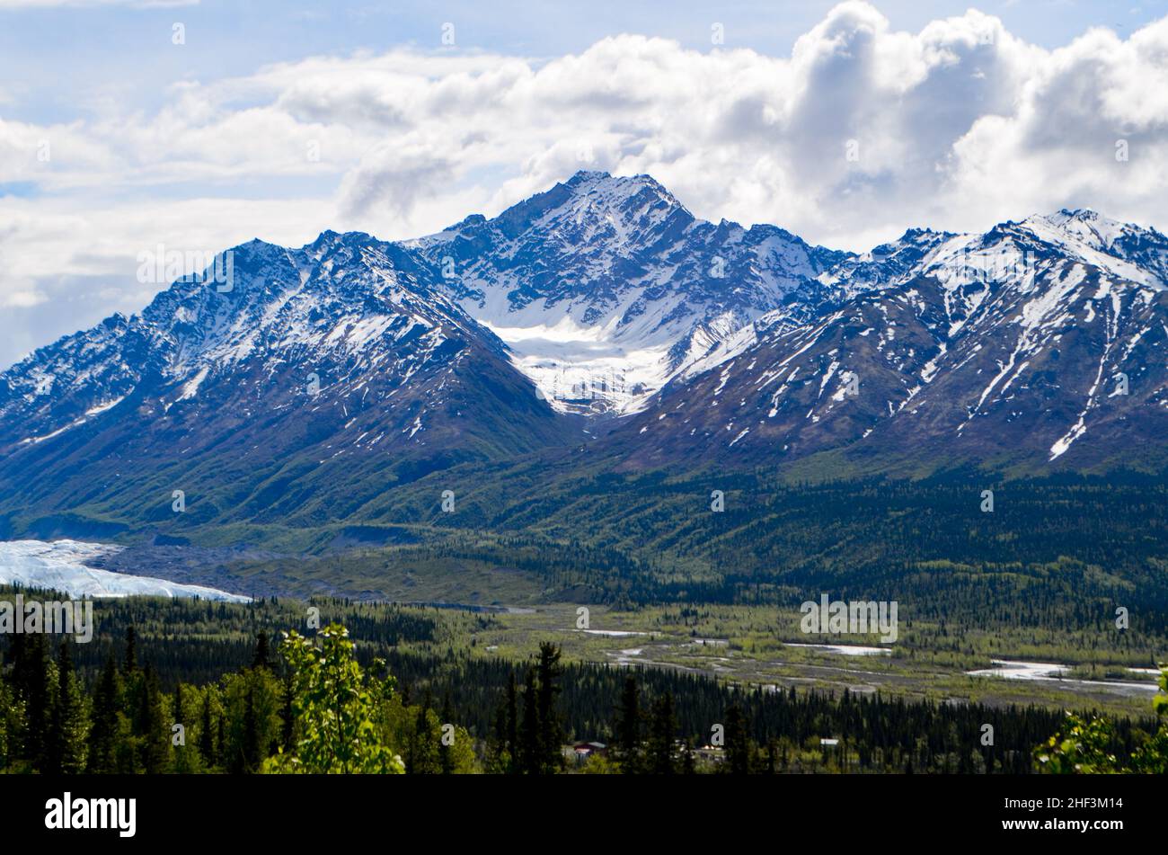 Spectacular view of a snowy mountain glacier, Denali National Park ...