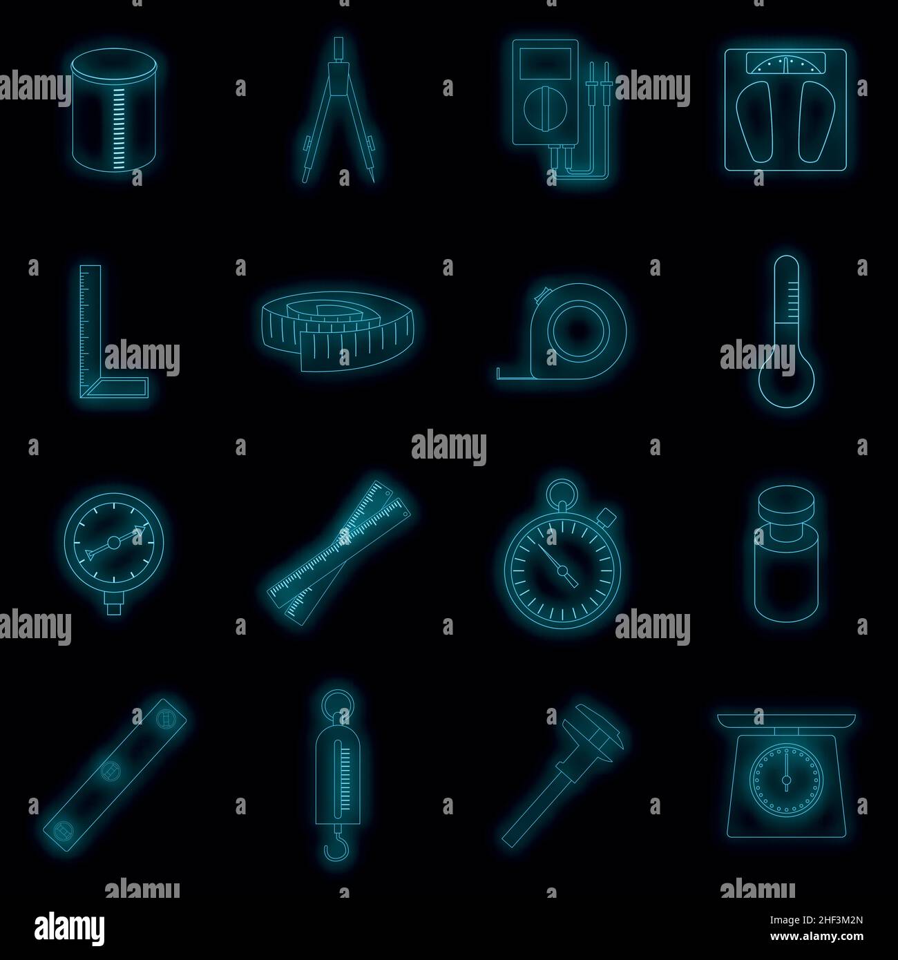 Measure tools icons set. Illustration of 16 measure tools vector icons ...