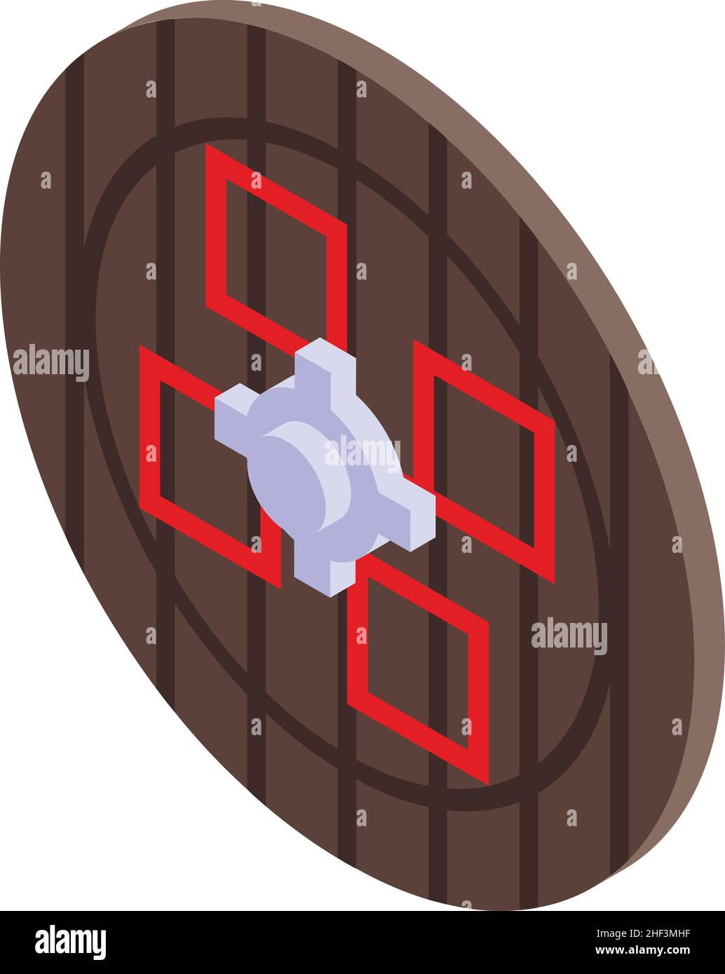 Round medieval shield icon isometric vector. Knight kingdom. Ancient ...
