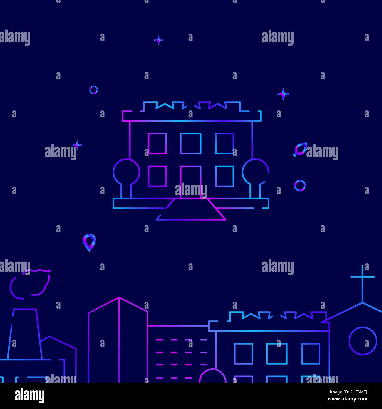 Hotel, travel resort gradient line vector icon, simple illustration on ...