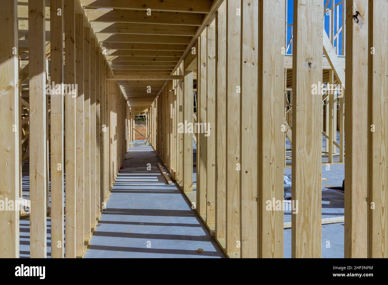 Framing beam of new house under construction home framing Stock Photo ...