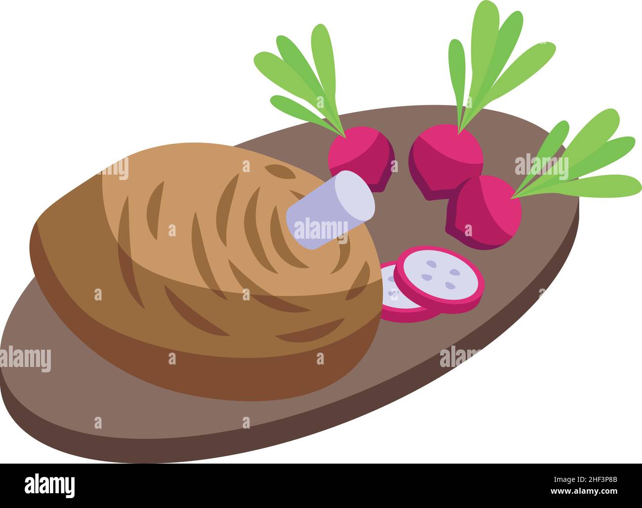 German meat cutlet icon isometric vector. Cuisine food. Potato pork ...