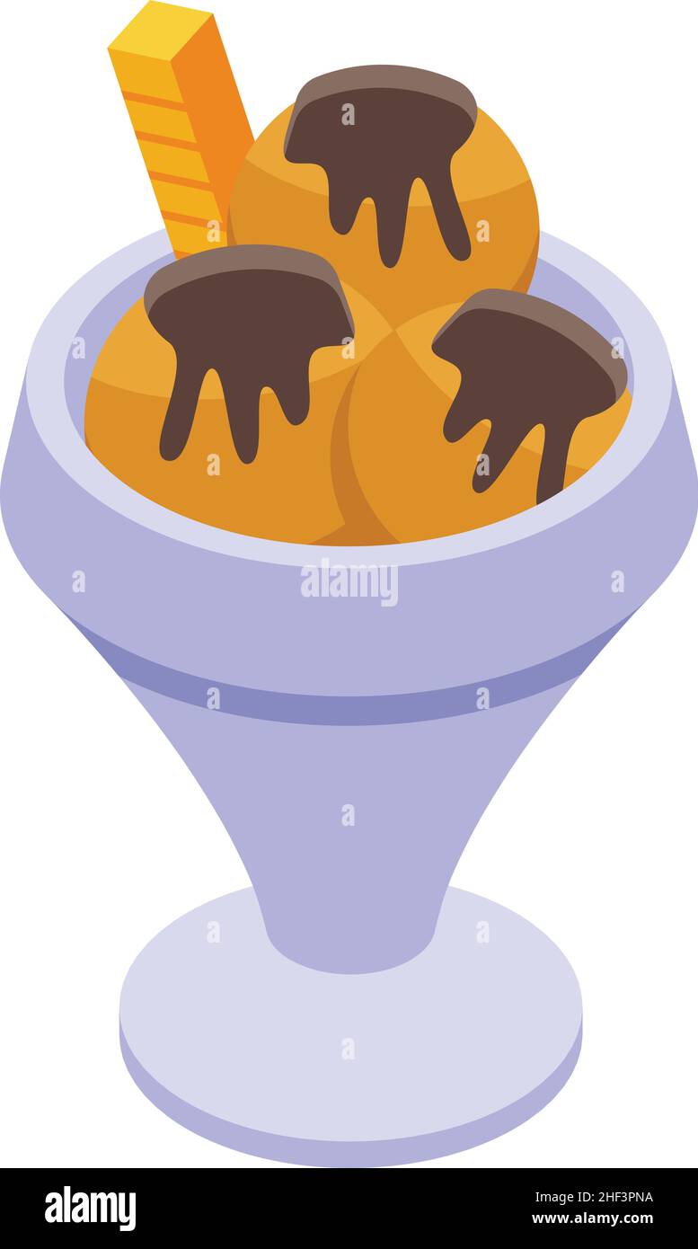 Sundae bowl icon isometric vector. Cream cup. Chocolate dessert Stock ...