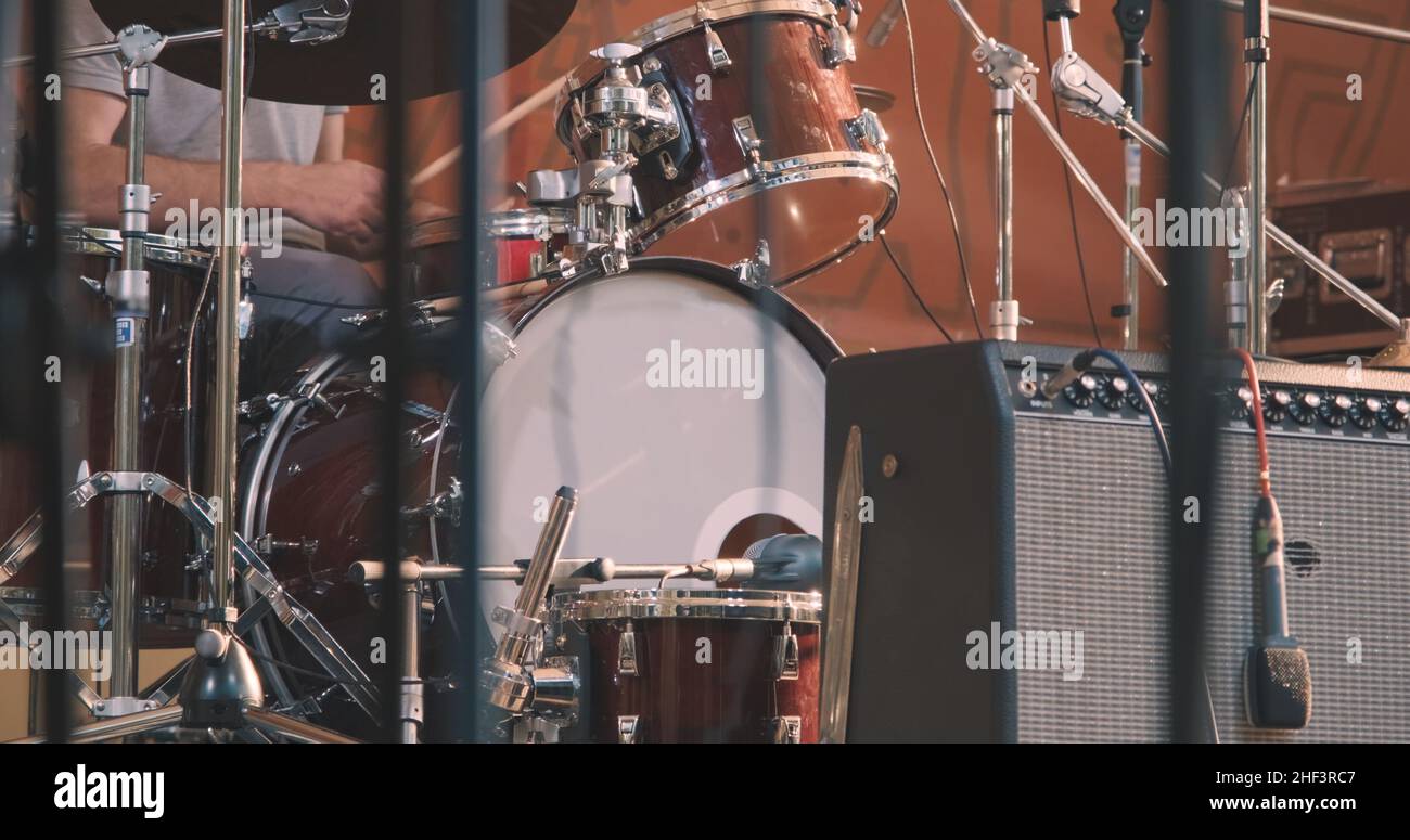 Concert, a man playing the drums. Musical performance and virtuosity of ...