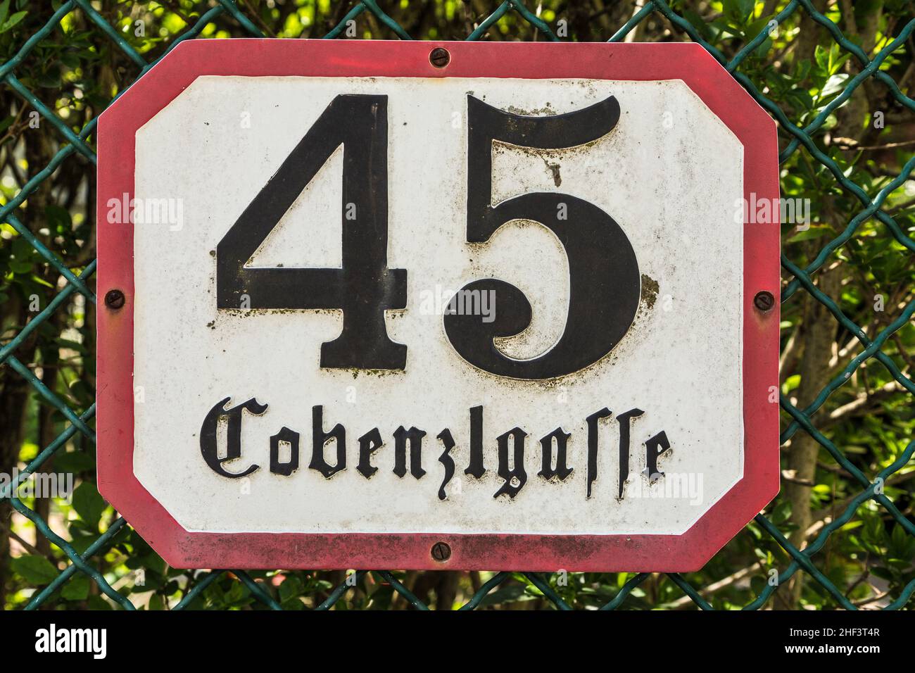 house number 45 in the Cobenzlgasse in Vienna Stock Photo - Alamy